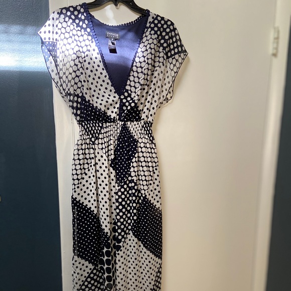 Enfocus Studio | Dresses | Enfocus Studio Navy Blue Polka Dot Dress ...
